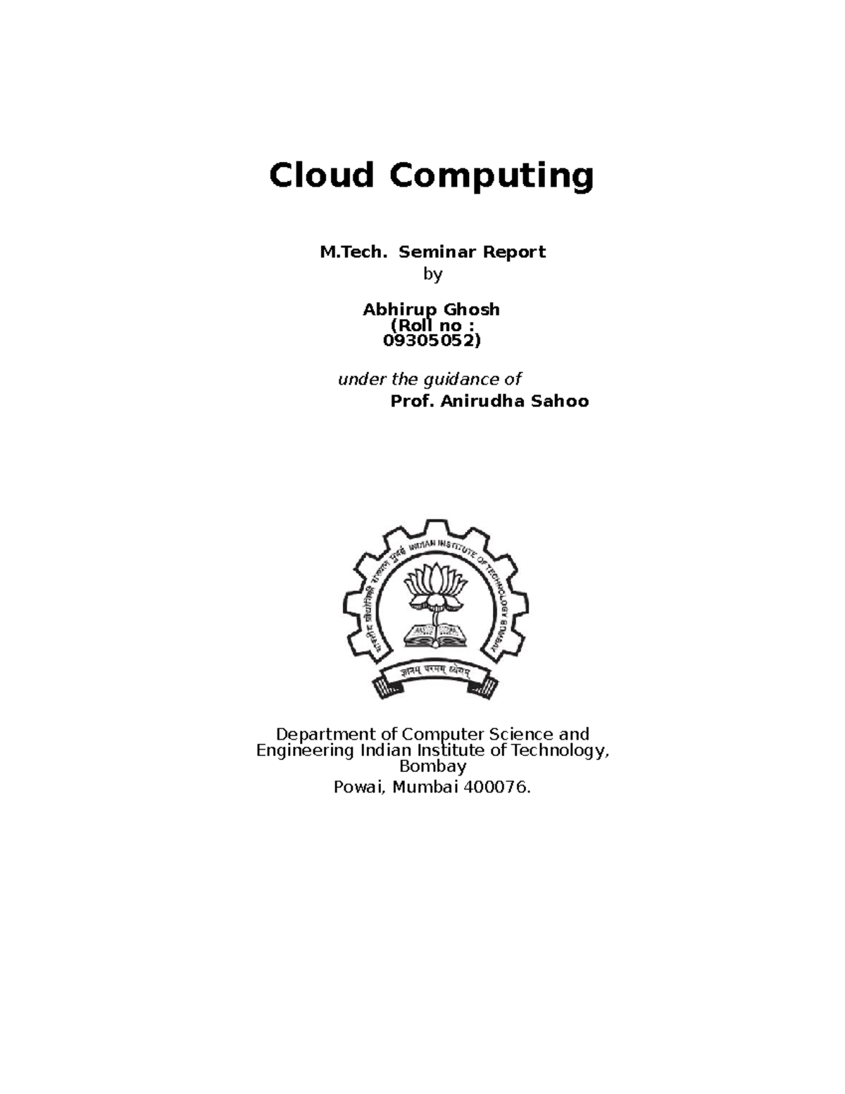 Cloud computing final report - Cloud Computing M. Seminar Report by ...