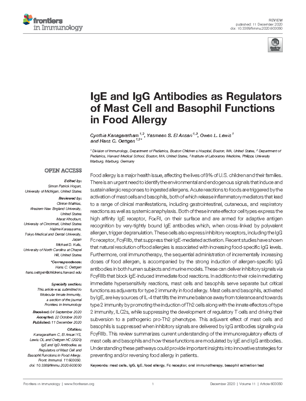Ig E and Ig G Antibodies as Regulators of Mast Cell and Basophil ...