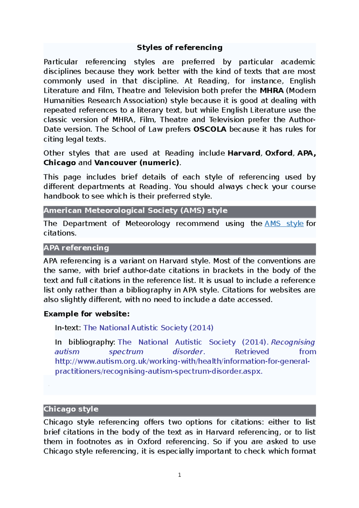 Styles of referencing used in academic essays - Styles of referencing ...