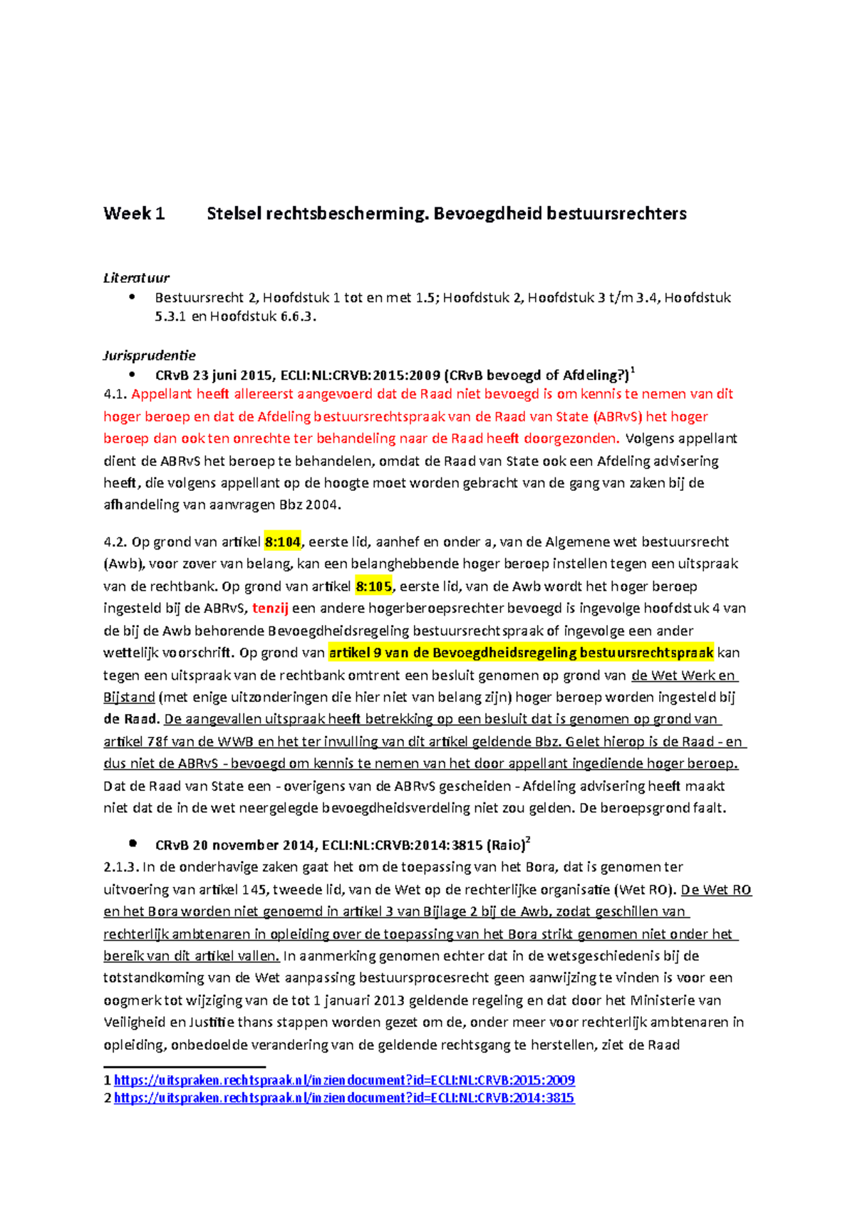 Werkgroep 1 De rechtsgang 2019-2020 - Week 1 Stelsel rechtsbescherming ...