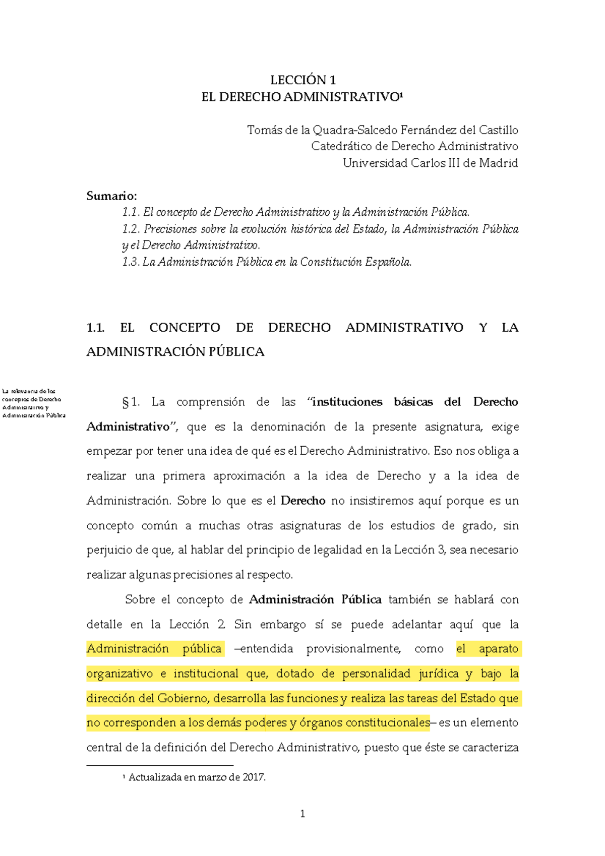 Instituciones Básicas de Derecho Administrativo- Lección 1 - LECCIÓN 1 EL DERECHO ADMINISTRATIVO ...