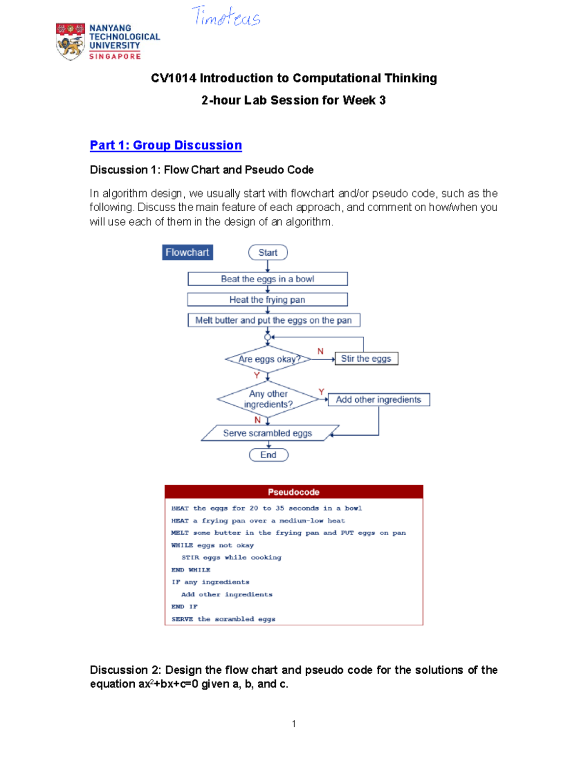 CV1014 LAB Submissions - CV1014 Introduction to Computational Thinking 2-hour Lab Session for ...