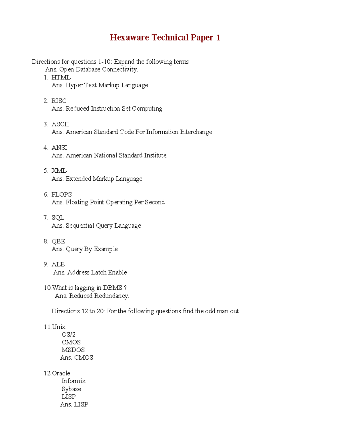 (www.entrance-exam.net)-Hexaware Placement Sample Paper 3 - Hexaware ...