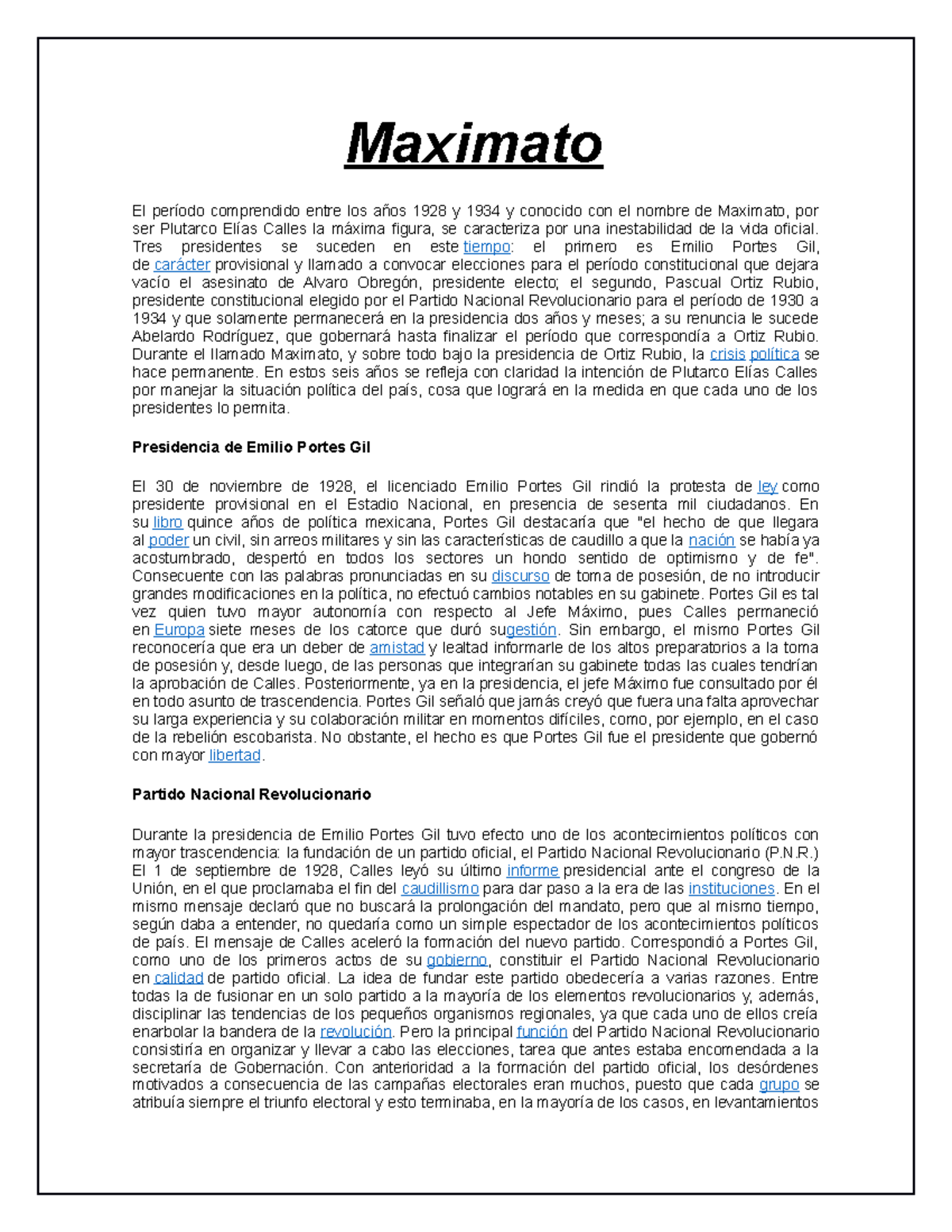 El maximato - Maximato El comprendido entre los 1928 y 1934 y conocido ...