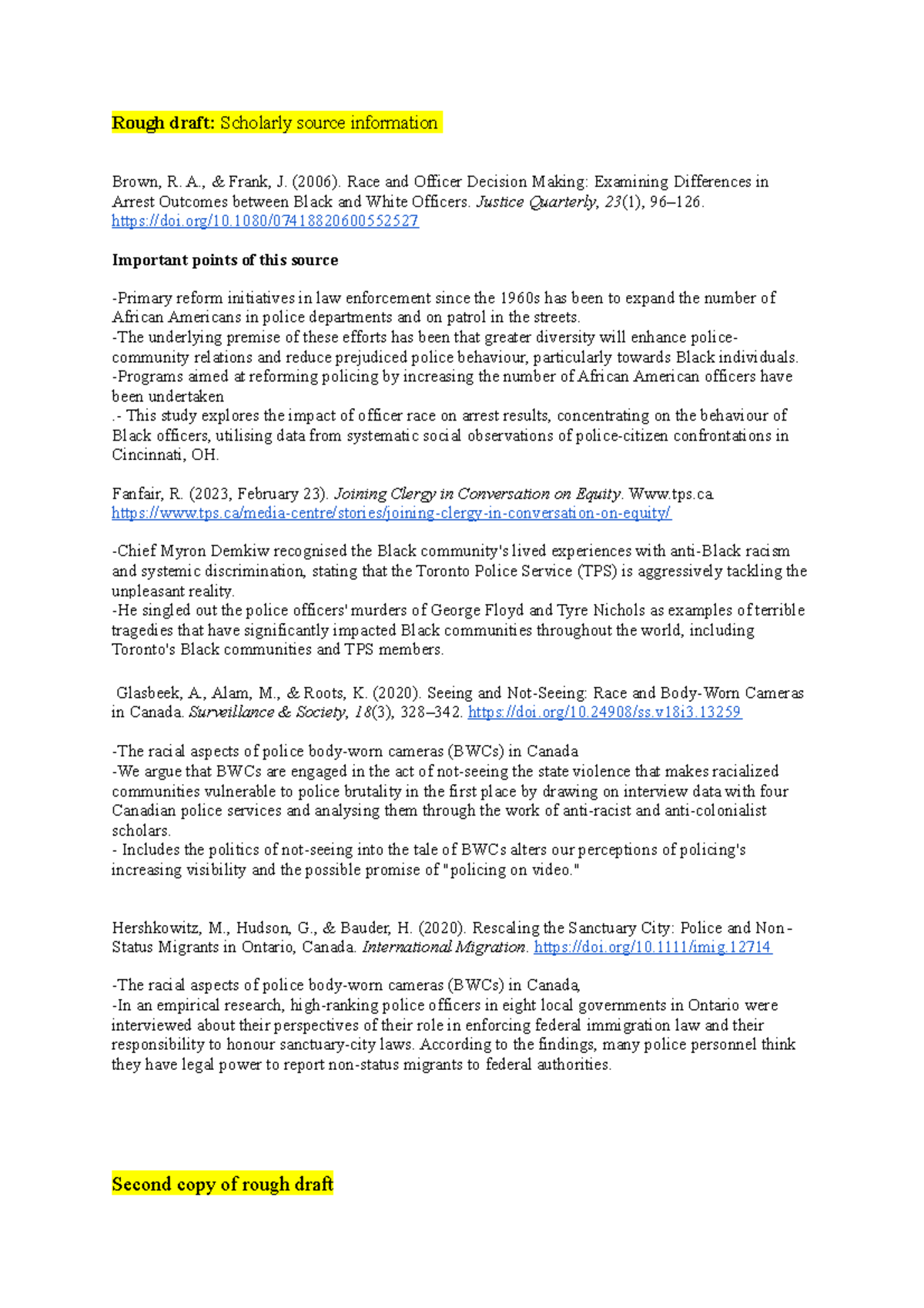 2 pages of rough draft - Rough draft: Scholarly source information ...