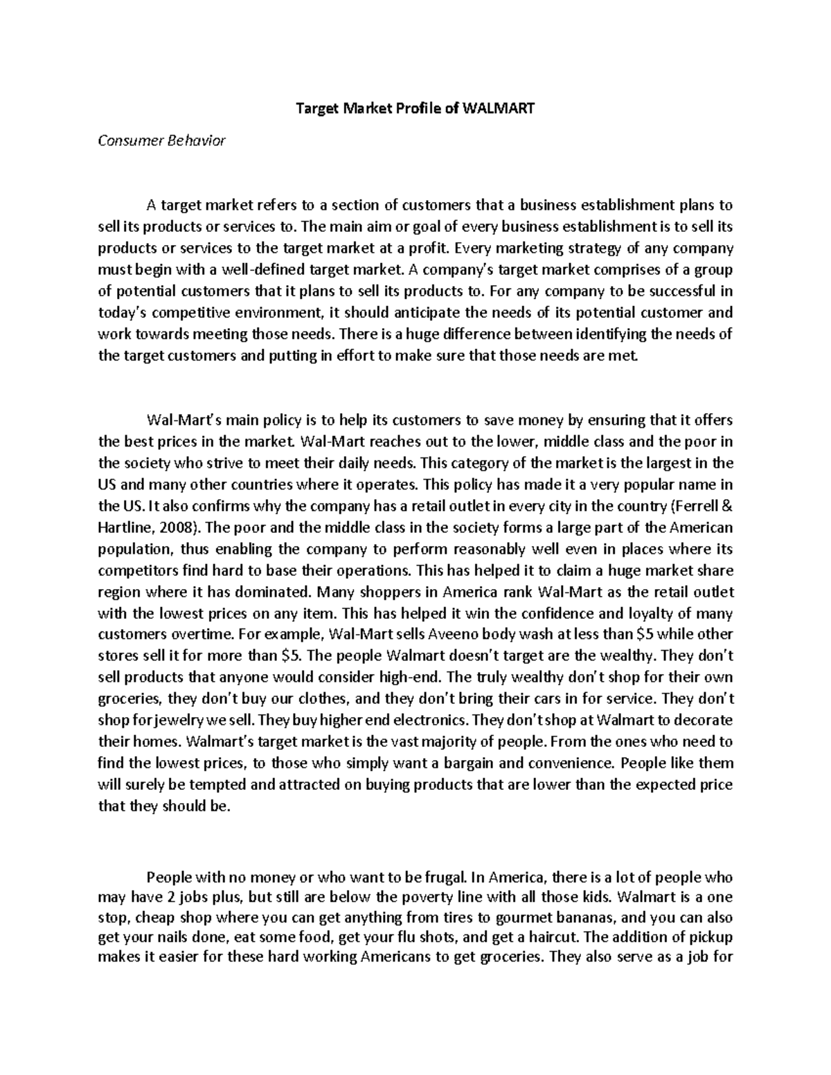 Walmart Target Market Profile - Target Market Profile of WALMART ...