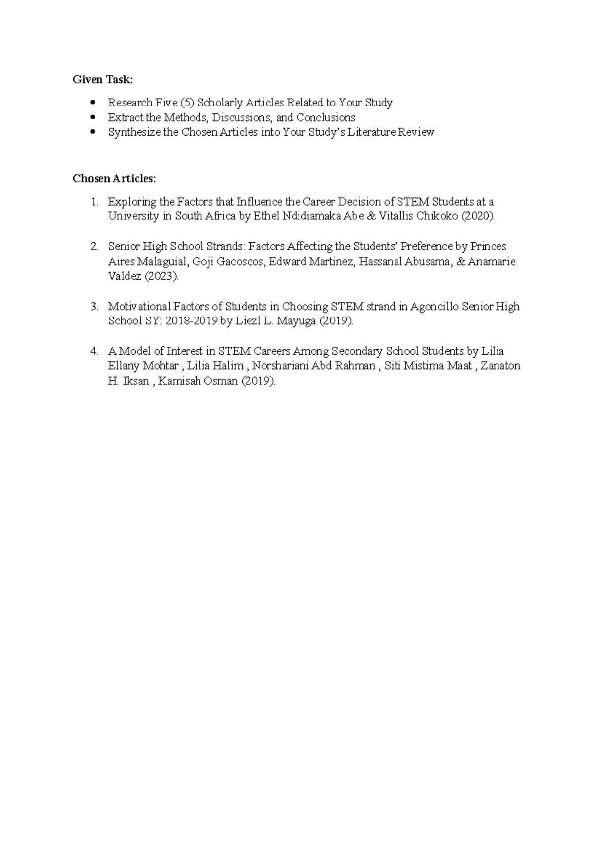Practical Research RRL - Given Task: Research Five (5) Scholarly ...