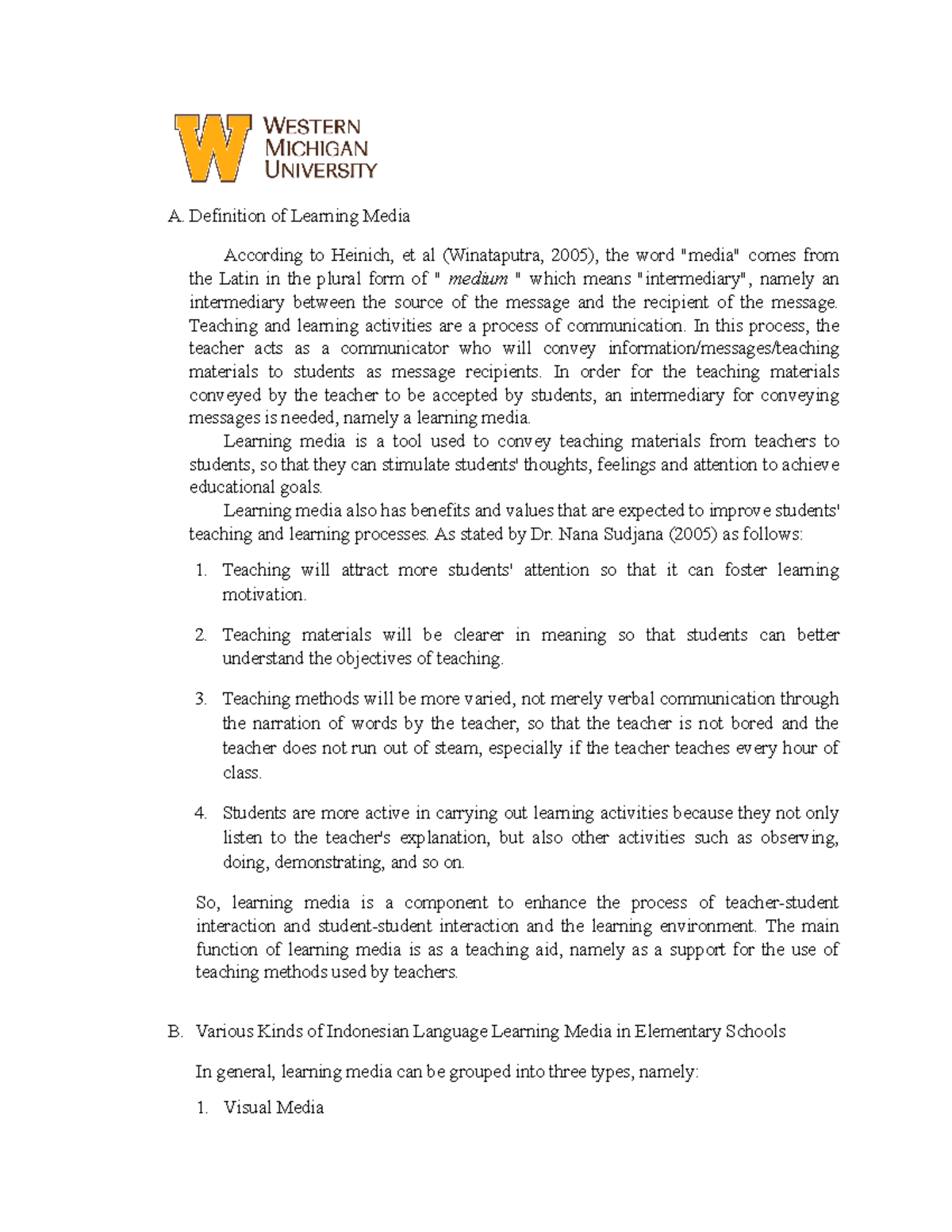 Task 19 - A. Definition of Learning Media According to Heinich, et al ...