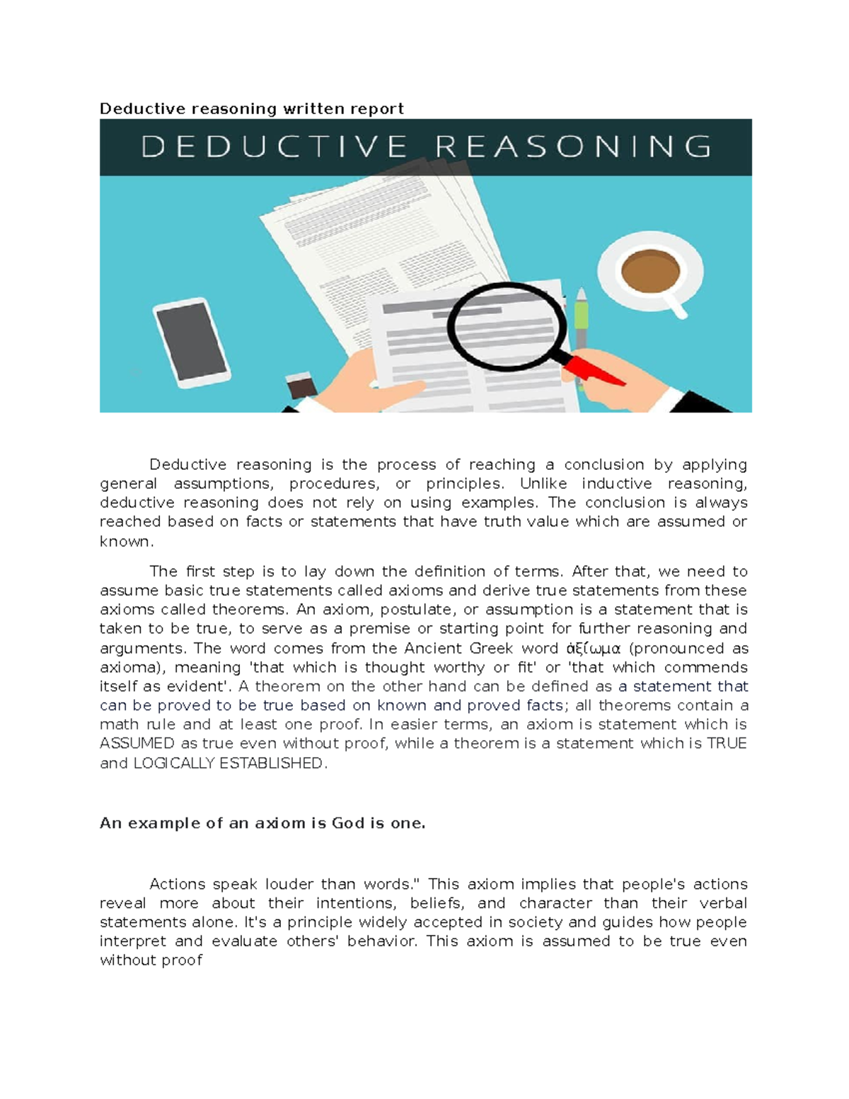 Written Report for Math in the Modern World - Deductive reasoning ...