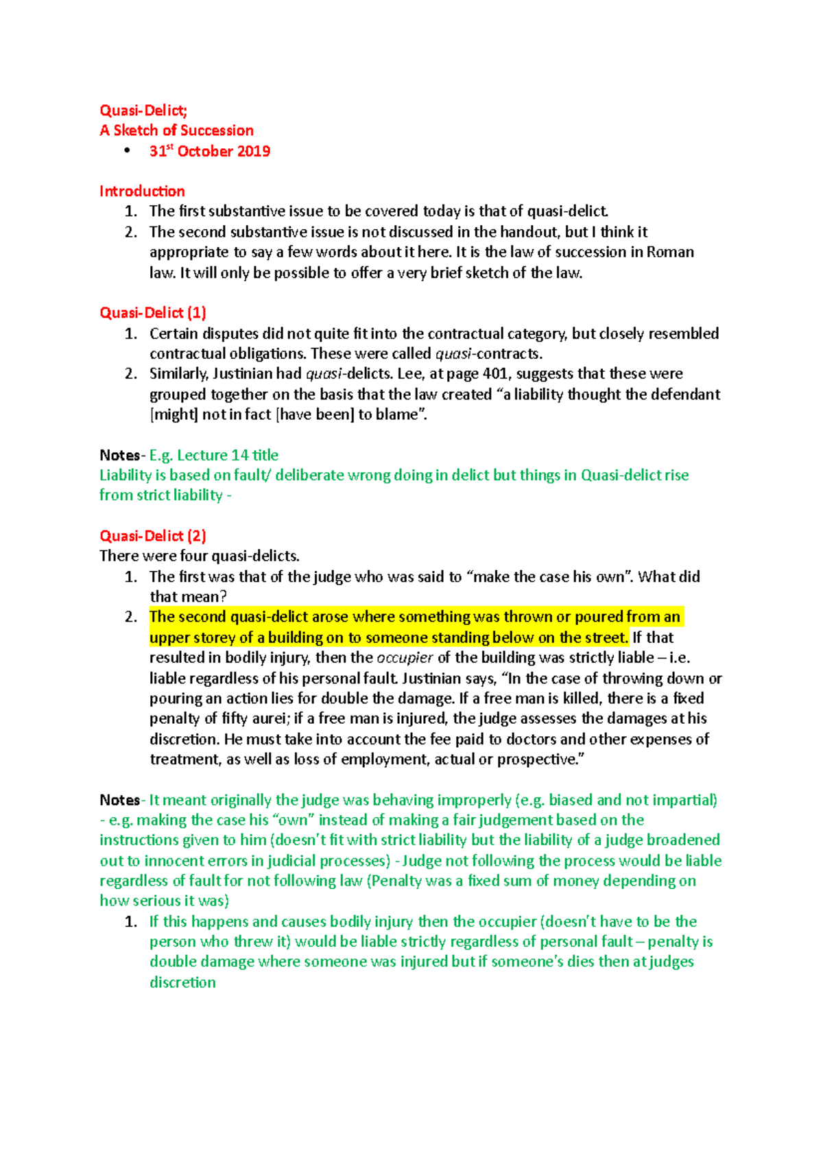 Lecture 17-Quasi-Delict - 31:10 - Quasi-Delict; A Sketch of Succession ...