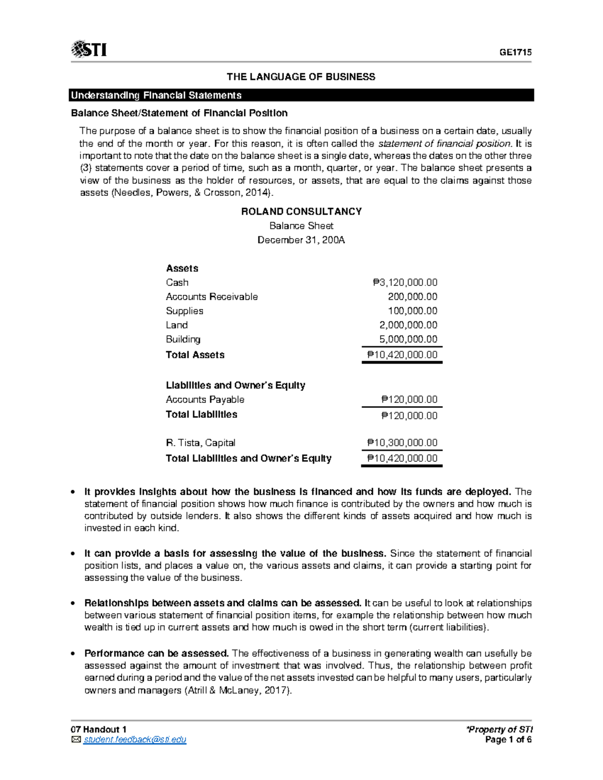 07 Handout 1 - das - 07 Handout 1 *Property of STI THE LANGUAGE OF ...