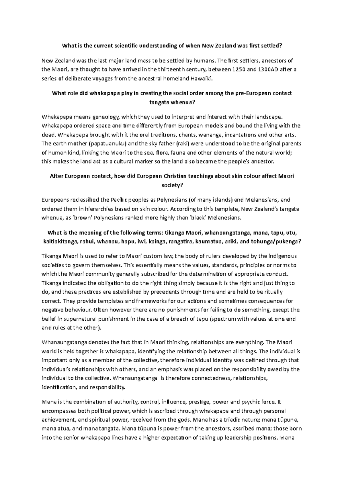 New Zealand Legal History Study Questions - What is the current ...