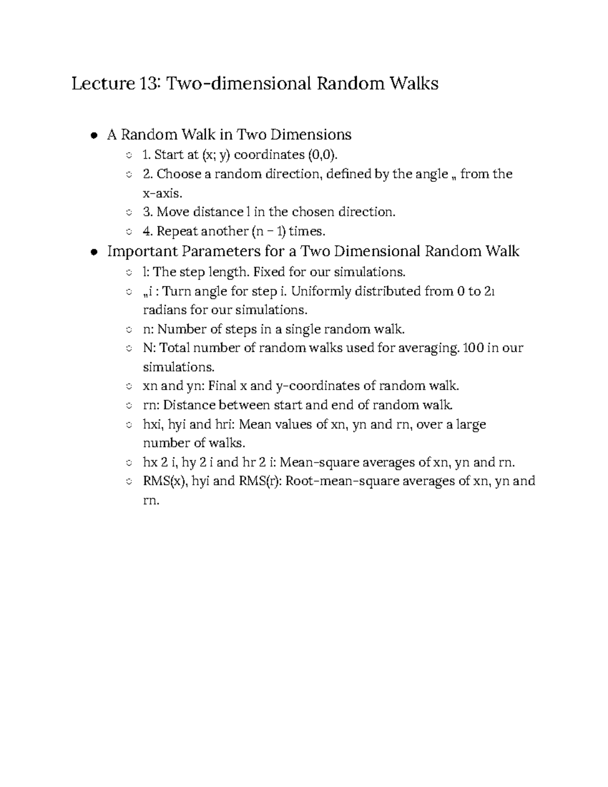 Biology 3550 Notes Lecture 13 9 21 - Lecture 13 Two-dimensional Random ...