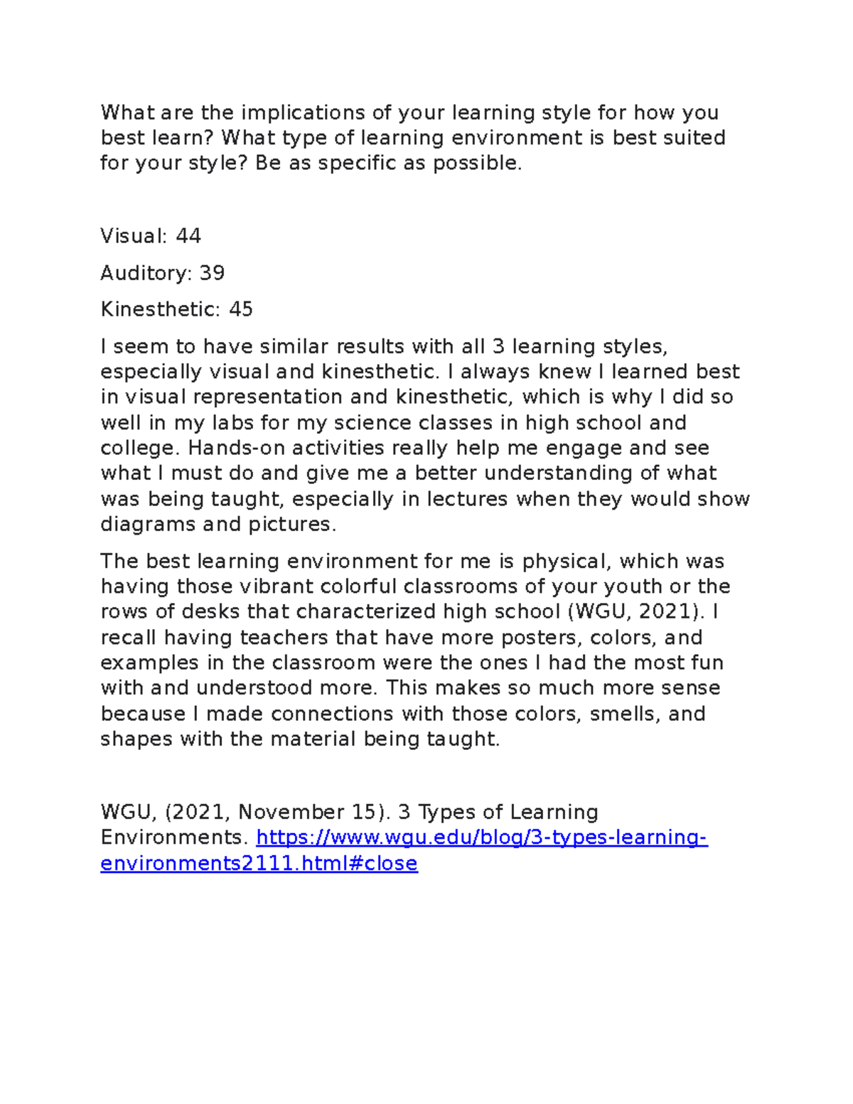 4-1 Discussion What is Your Learning Style - What are the implications ...