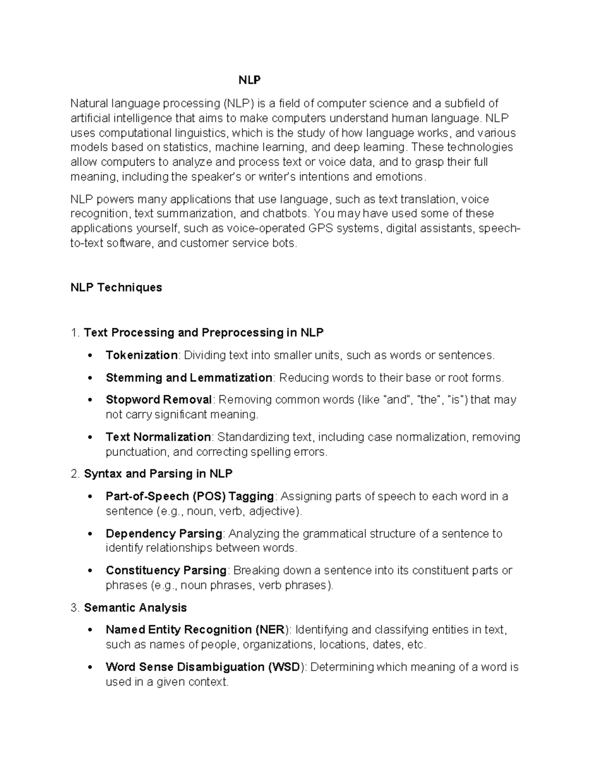 NLP - for making notes - NLP Natural language processing (NLP) is a ...