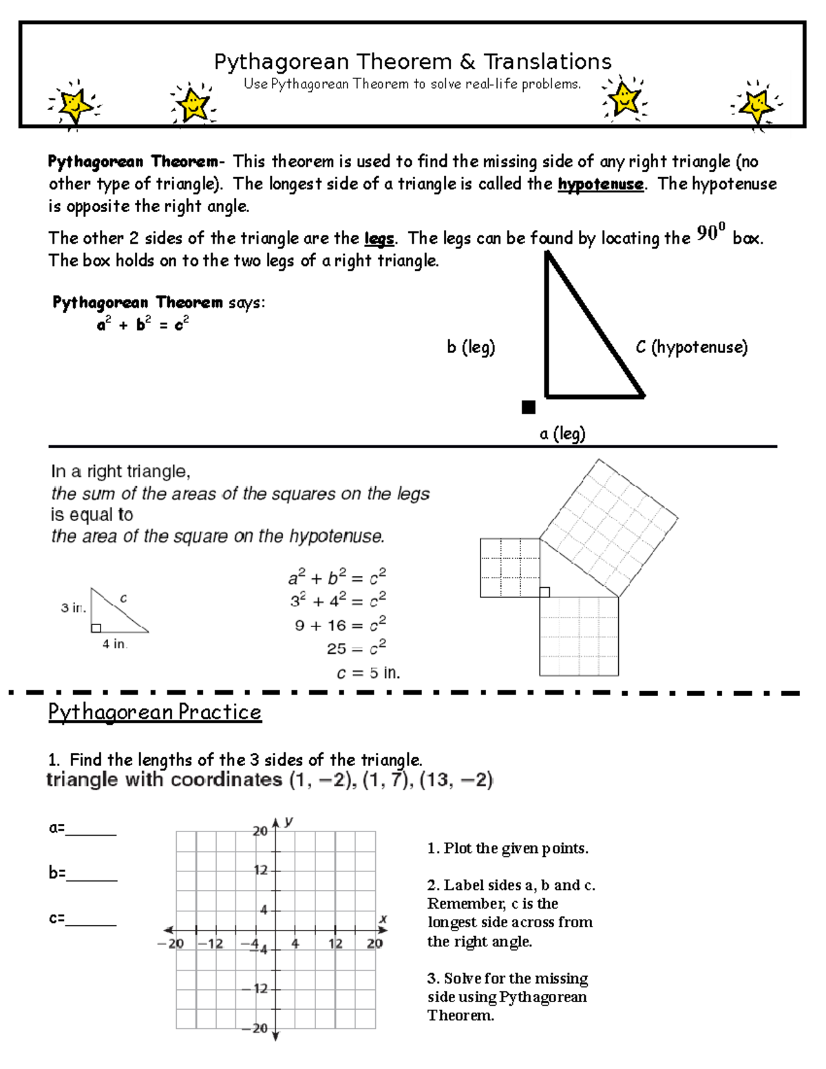 Staar review pythagorean theorem transformations - Pythagorean Theorem ...