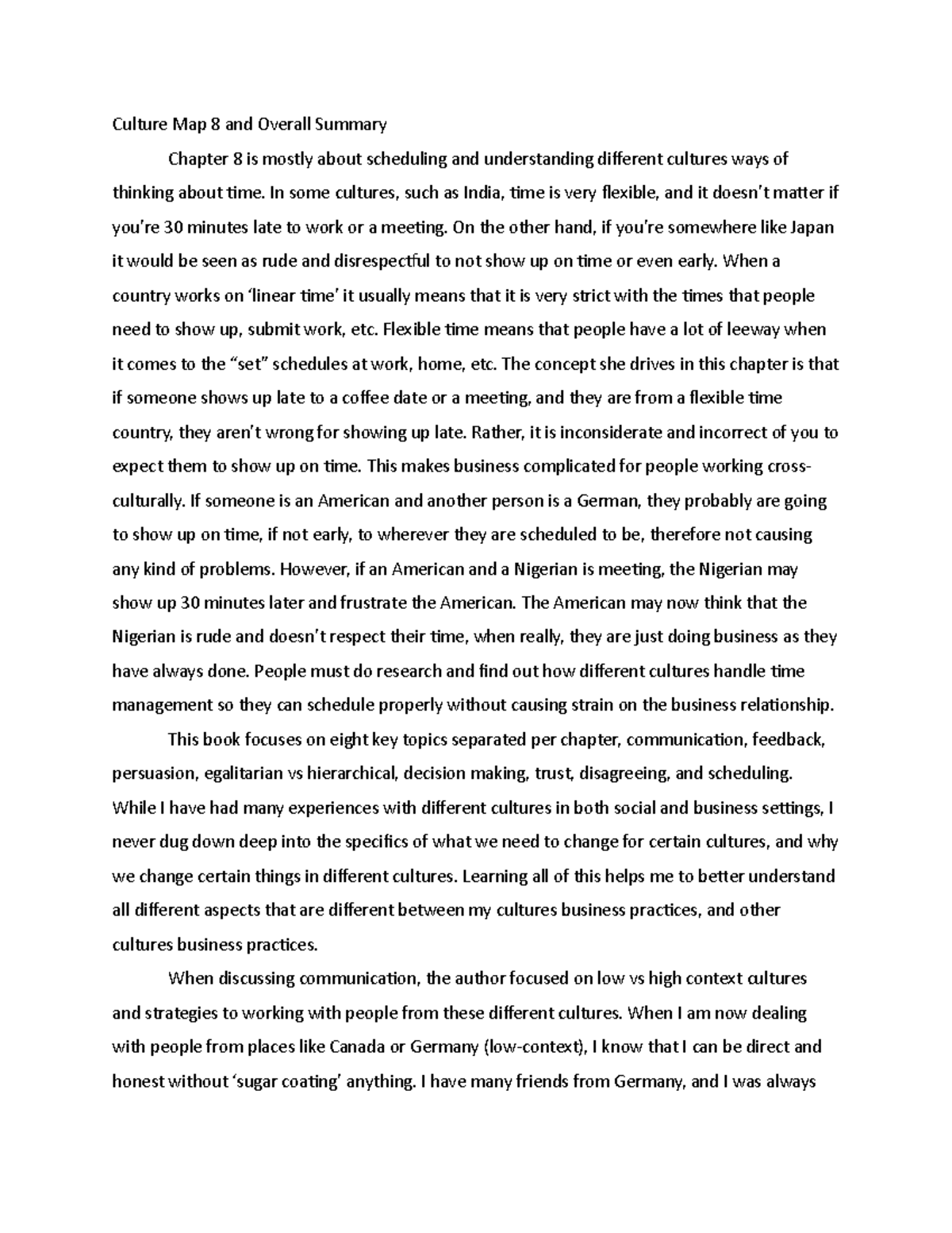 Culture Map 8 and Overall Summary - Culture Map 8 and Overall Summary ...
