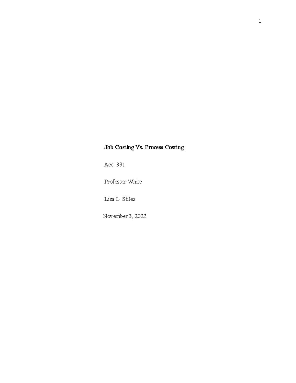 Job Costing Process Costing Acc 311 Job Costing Vs Process Costing