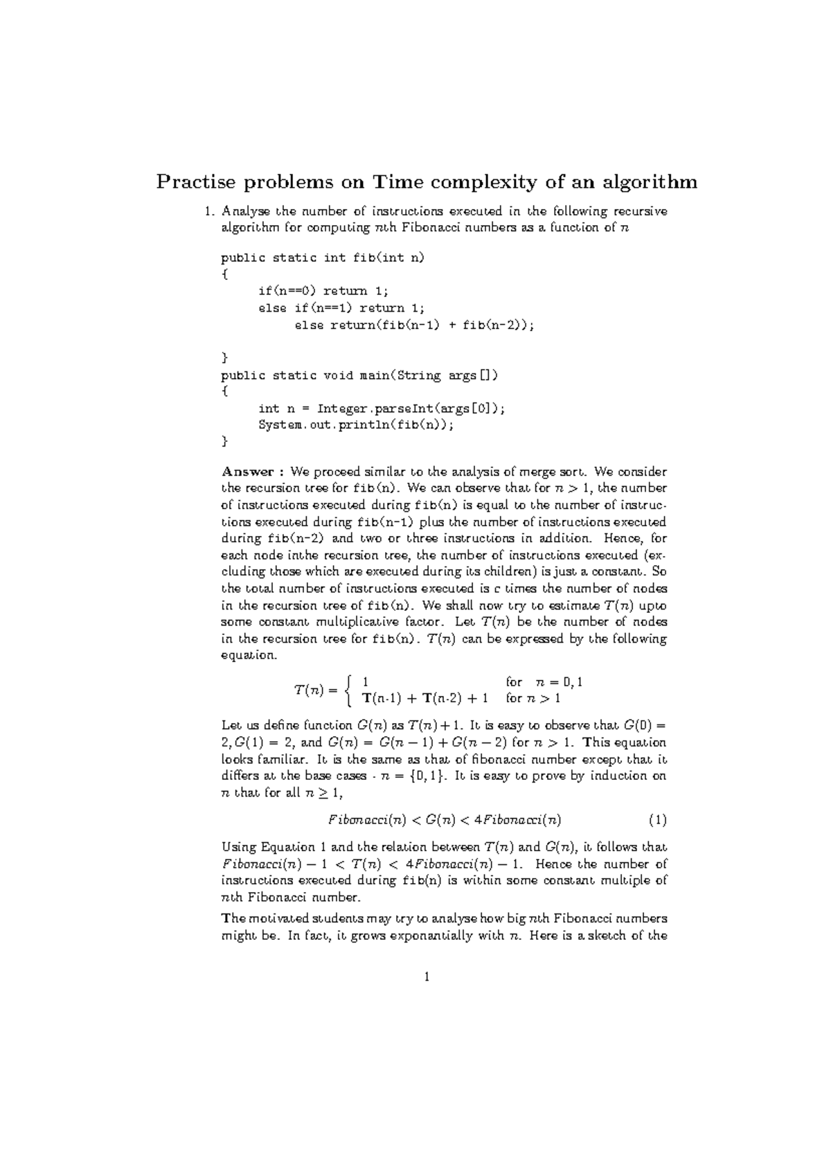 Practise Sol Assignment Practise Problems On Time Complexity Of An Algorithm Analyse The