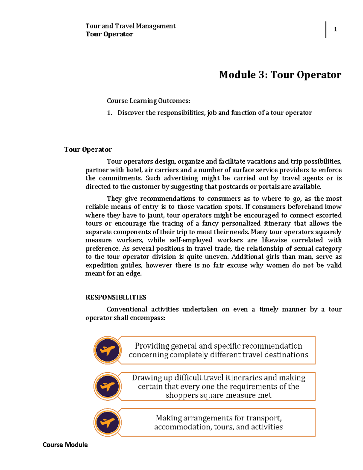 Module 3 Tour Operator - WEEKS REVIEWER - Tour and Travel Management ...