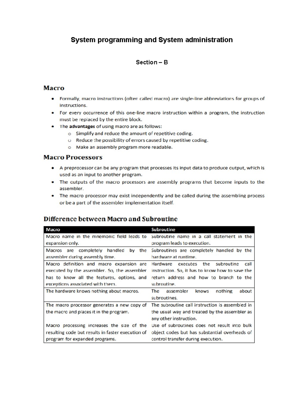 Complete SPSA UNIT 2 - System programming - System programming and System administration Section ...