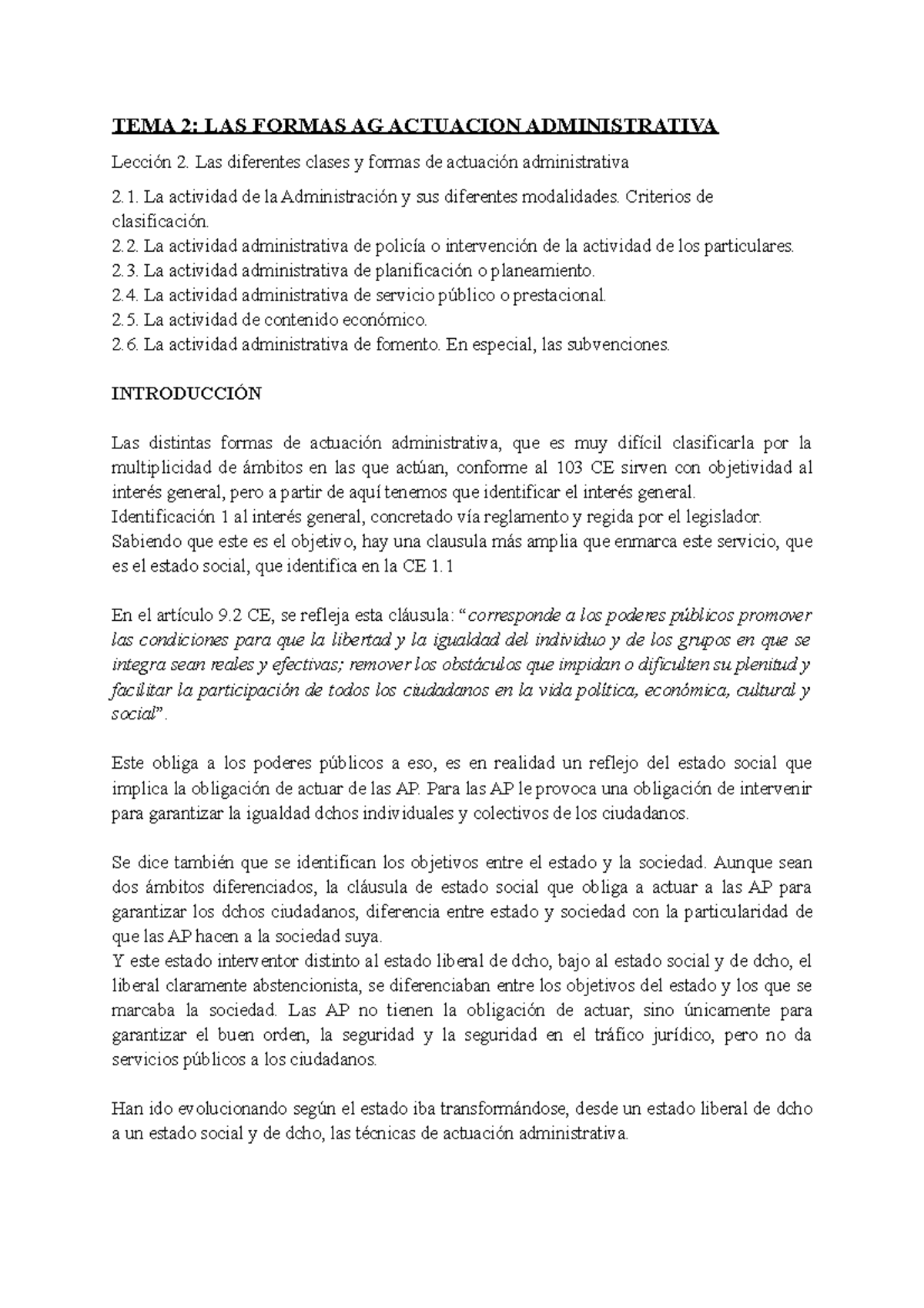Admin II tema 2 - Actuación Administrativa - UC3M - Studocu