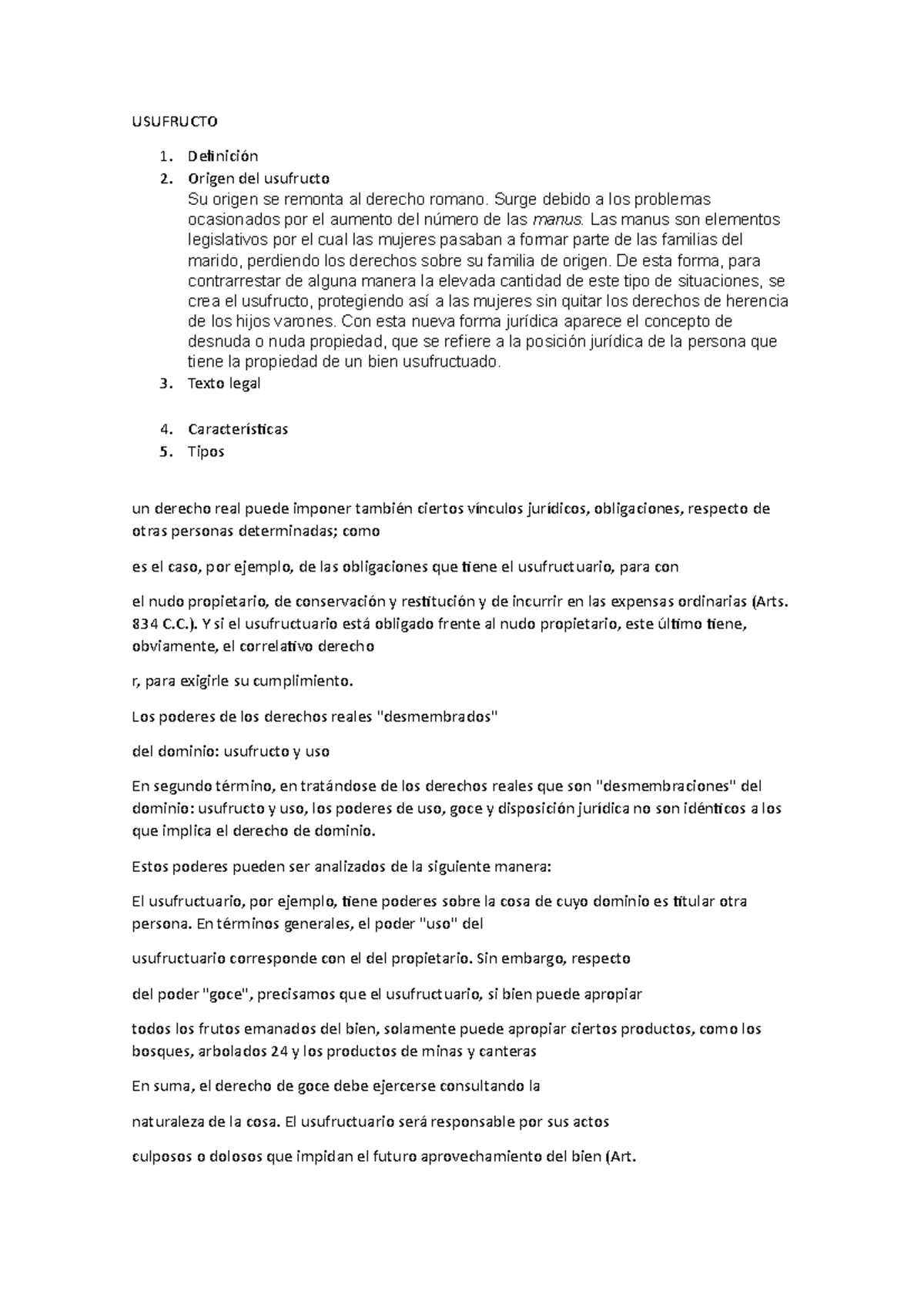 Usufructo - USUFRUCTO Definición Origen del usufructo Su origen se ...