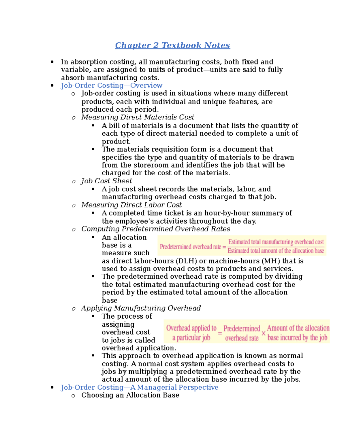 Chapter 2 Textbook Notes - Chapter 2 Textbook Notes In absorption ...