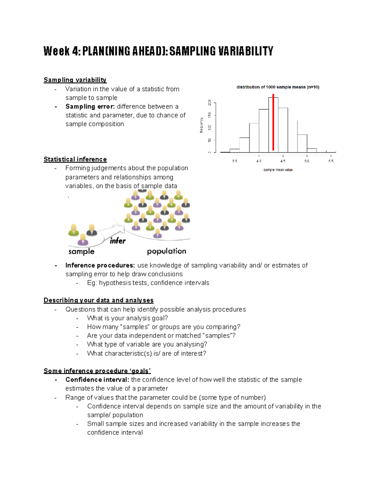Stats notes modules 4 - Week 4: PLAN(NING AHEAD): SAMPLING VARIABILITY ...