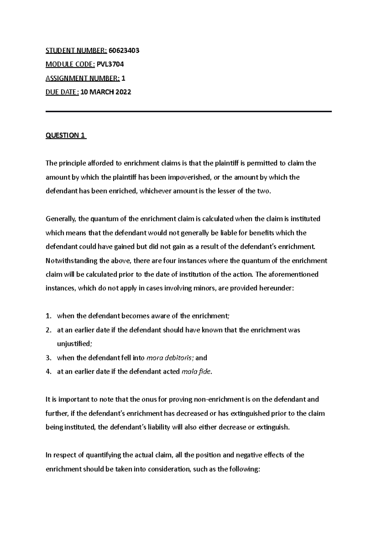 Assignment 01- PVL3704 - STUDENT NUMBER: 60623403 MODULE CODE: PVL ASSIGNMENT NUMBER: 1 DUE DATE ...