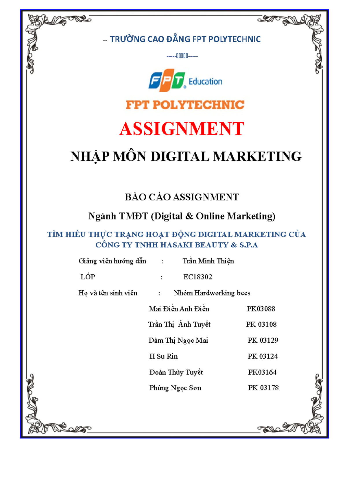 ASM nhập môn - nhóm hardworking bees 123 - TR ƯỜNG CAO Đ ẲNG FPT ...