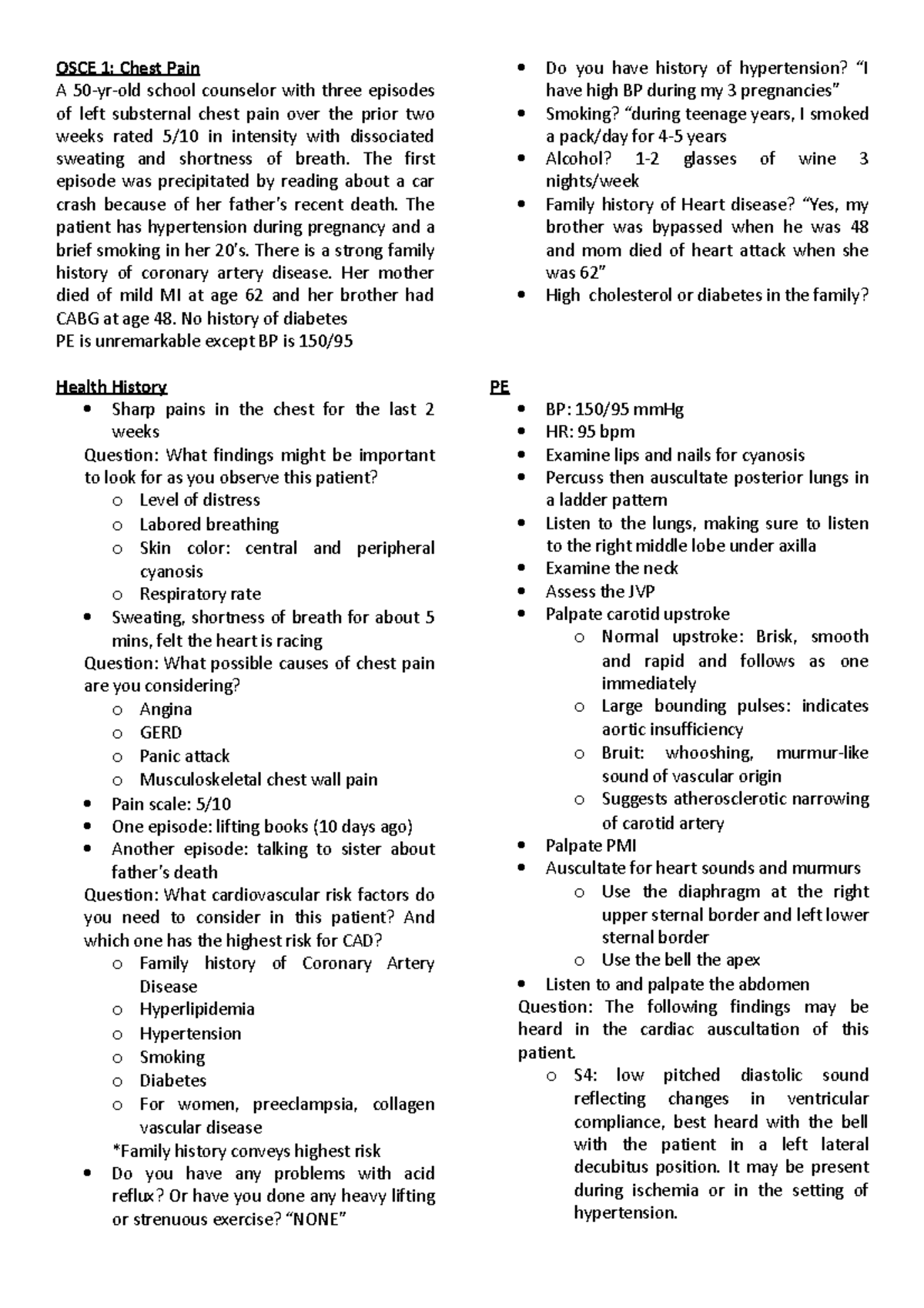 Do well in medicine - OSCE 1: Chest Pain A 50-yr-old school counselor ...