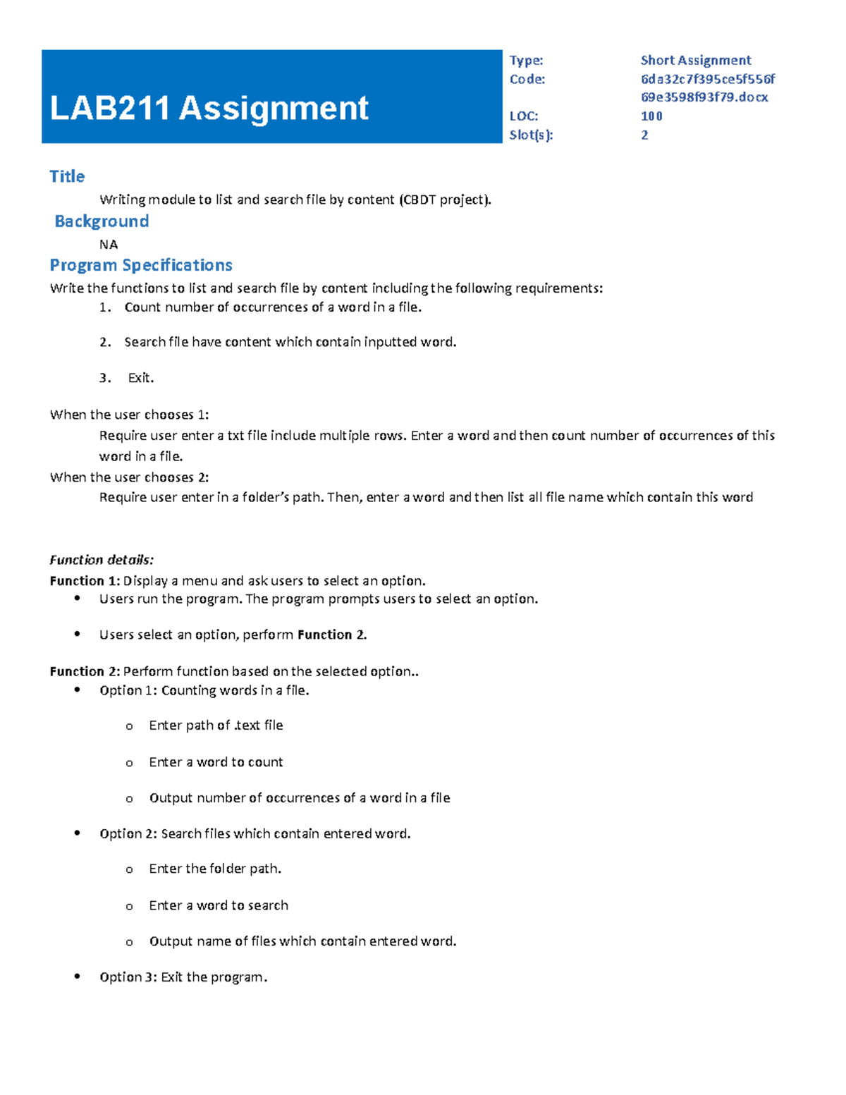 J1 No Des Lab211 Assignment Type Short Assignment Code