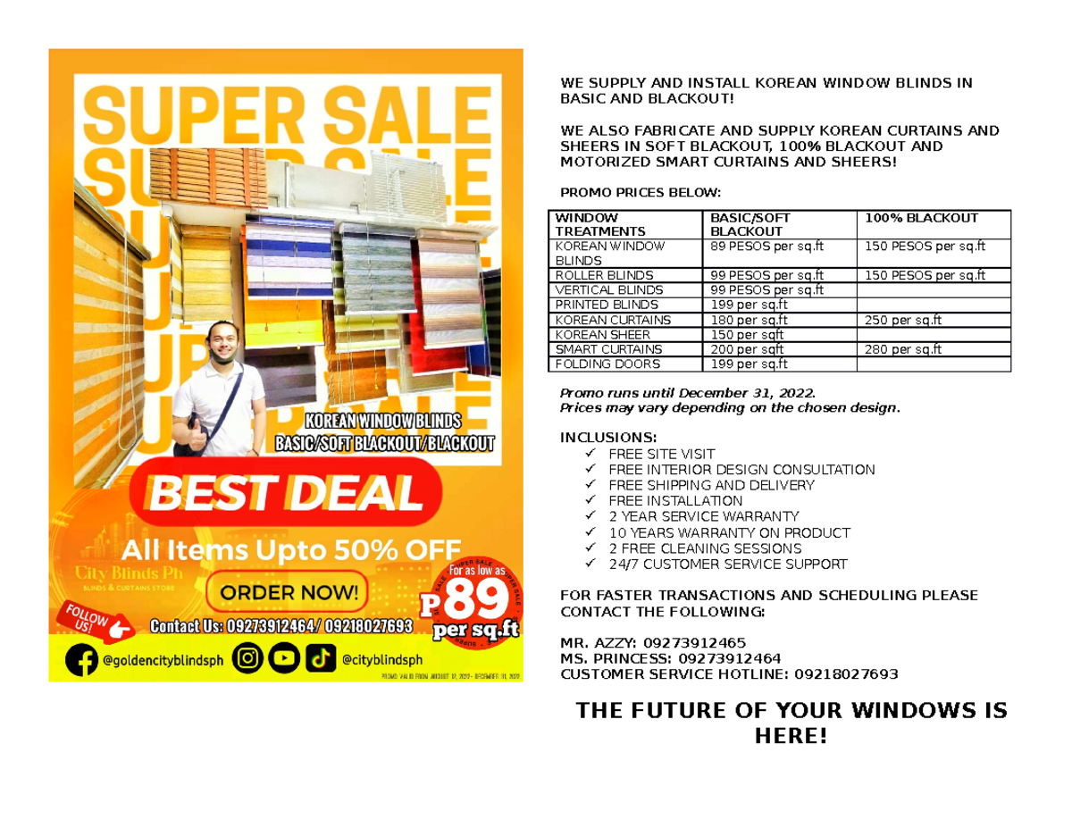 Flyer House - WE SUPPLY AND INSTALL KOREAN WINDOW BLINDS IN BASIC AND ...