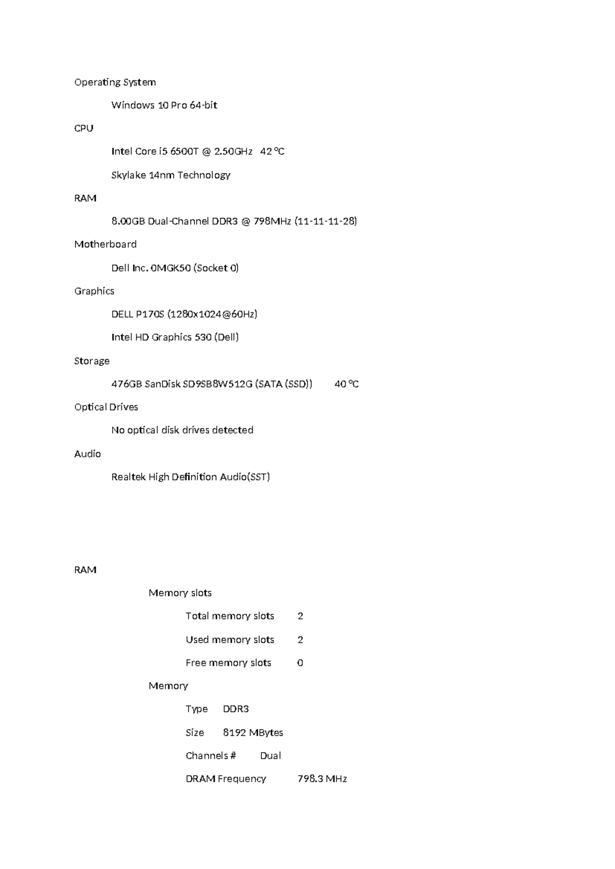 Csemp - notes - Operating System Windows 10 Pro 64-bit CPU Intel Core ...