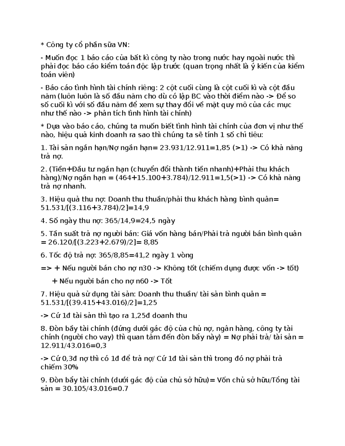 NLKT C7 - Công ty cổ phần sữa VN: Muốn đọc 1 báo cáo của bất kì công ty nào trong nước hay ngoài ...