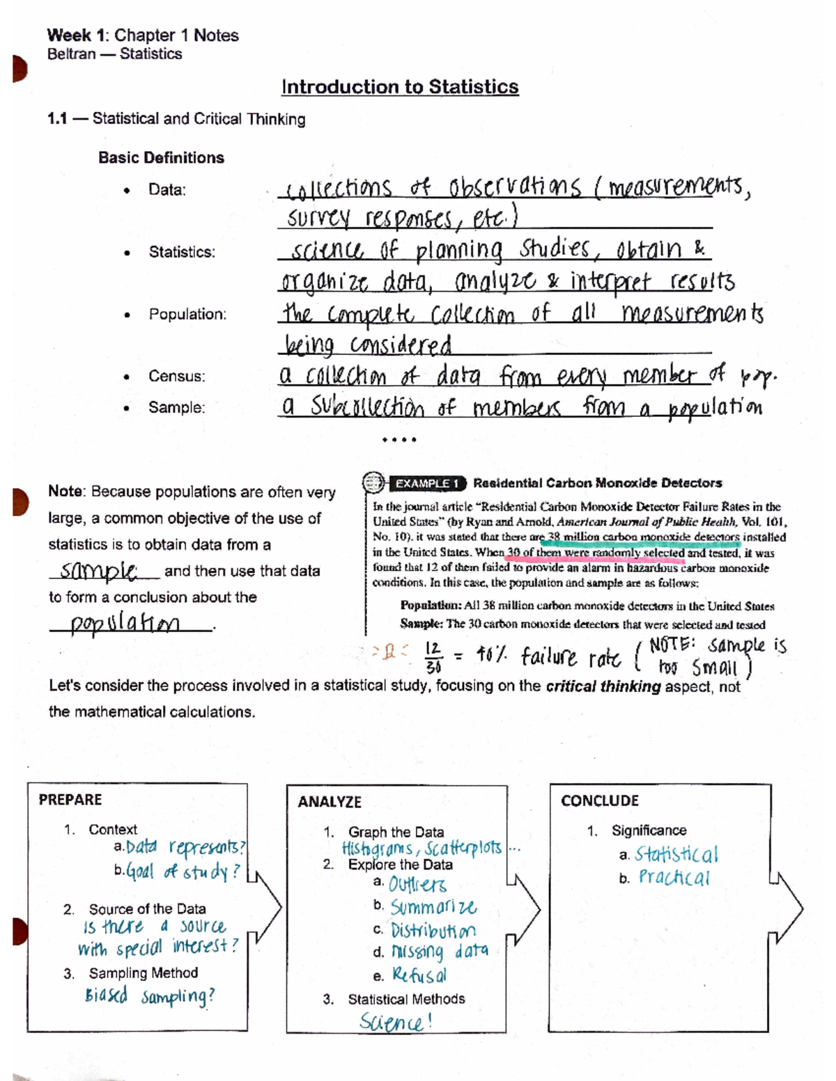 Week 1 Notes - Completed - MATH 1530 - Studocu