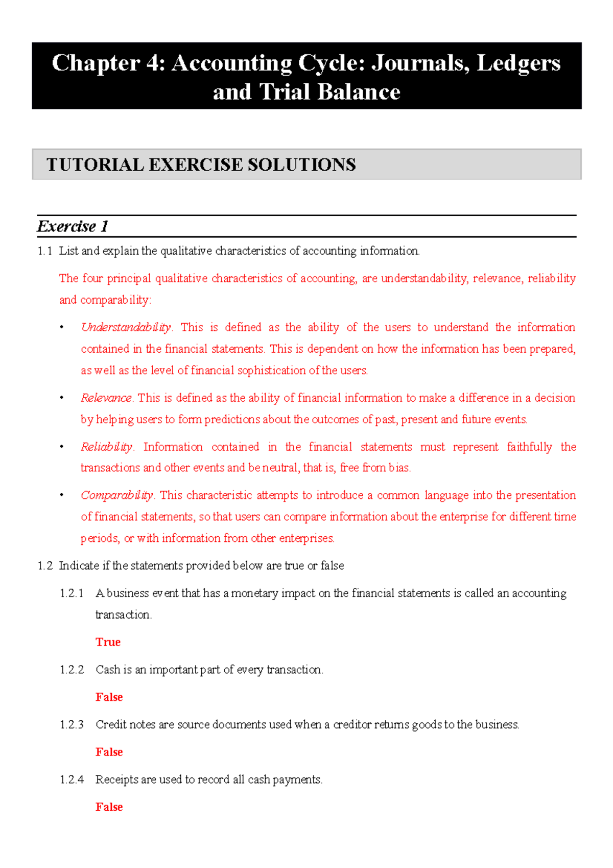 Chapter 4 Textbook Solutions - Fourth Edition - Chapter 4: Accounting Cycle: Journals, Ledgers ...