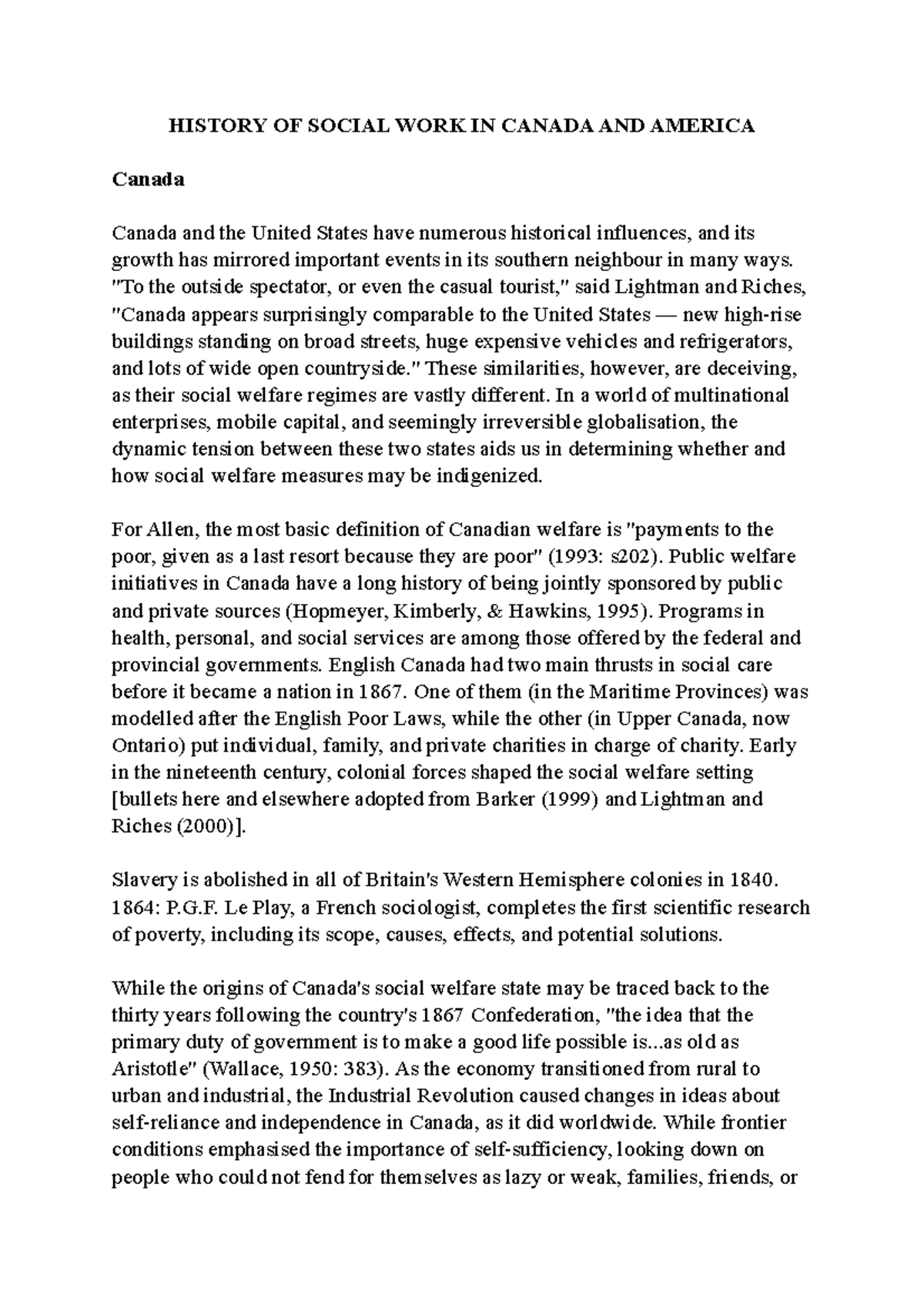 History OF Social WORK IN Canada AND America - HISTORY OF SOCIAL WORK ...