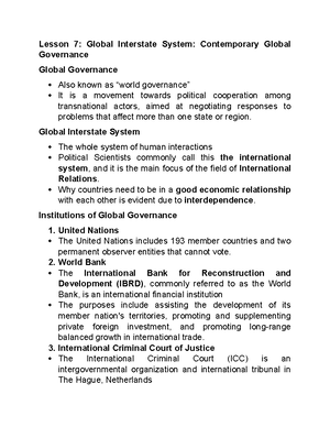 GEN 005 Lesson 5 AND 6 - Lesson 5: Forms of Globalization: Part 2 ...