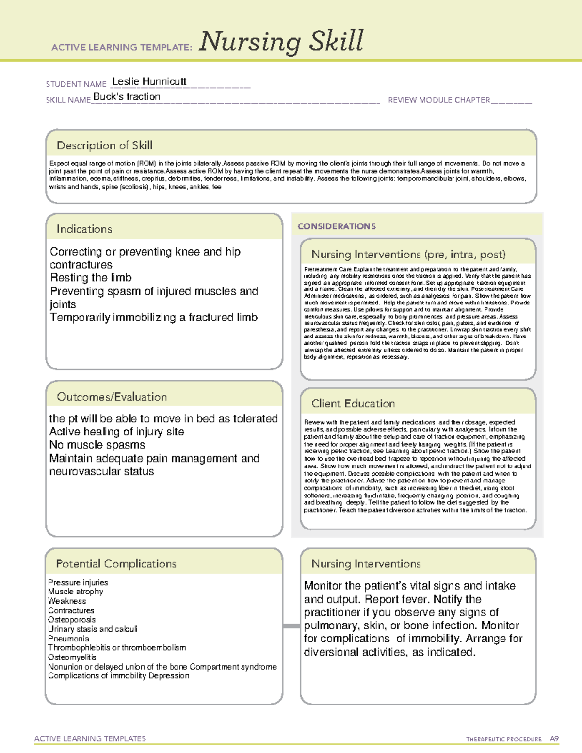 Buck's traction ALT - ATI Learning Template - ACTIVE LEARNING TEMPLATES ...