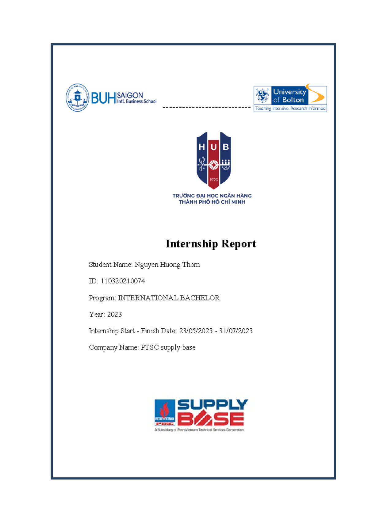 Internship-Report-final - Internship Report Student Name: Nguyen Huong ...