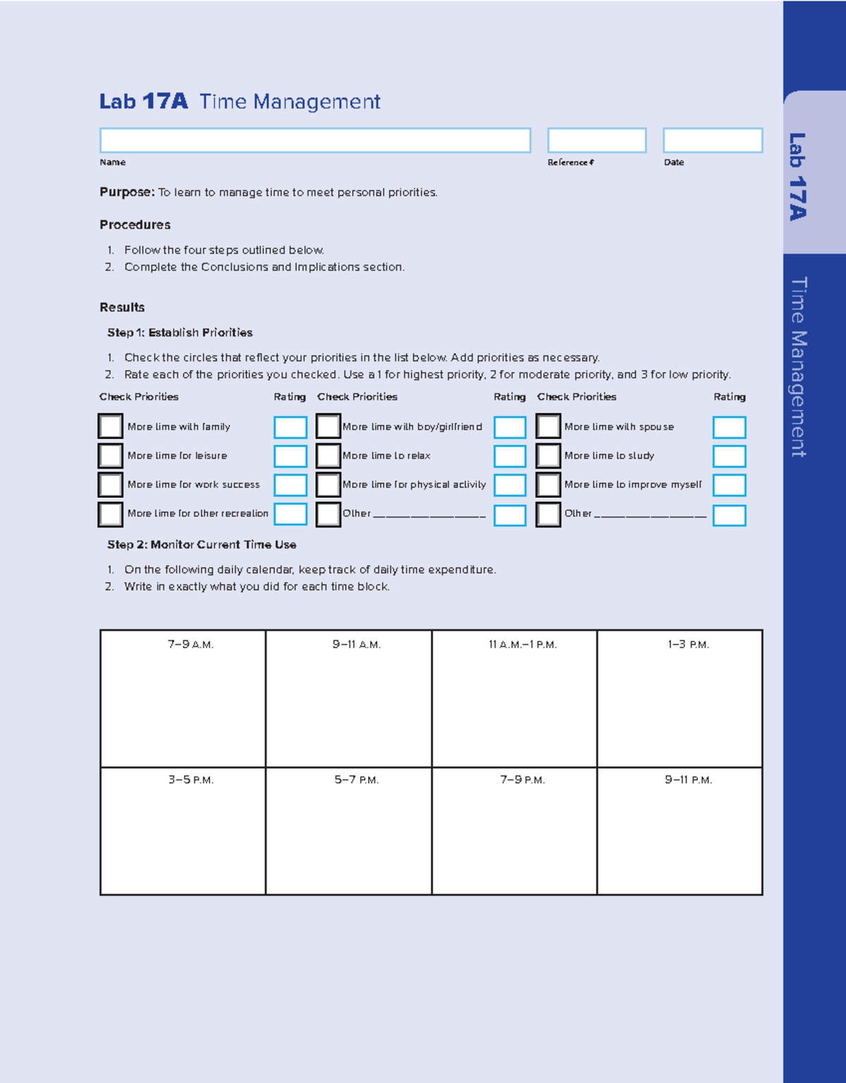 LAB17A&B fill[ 36] - notes - Lab 17A Time Management Lab 17 A Time ...