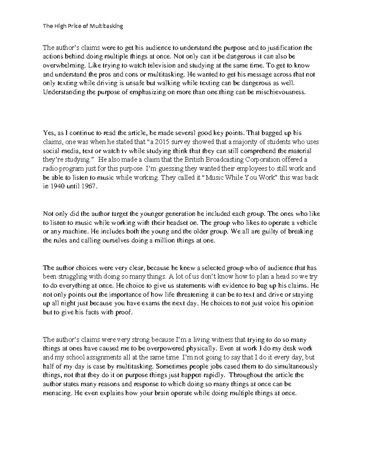 The High Price of Multitasking - The author’s claims were to get his ...