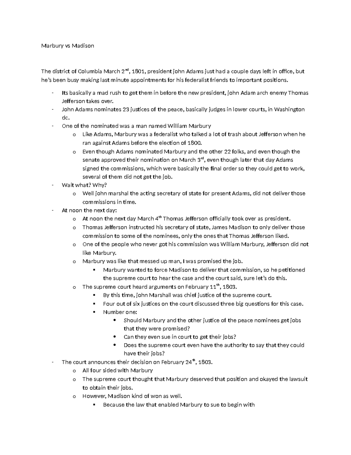 Marbury vs Madison - Marbury vs Madison The district of Columbia March ...