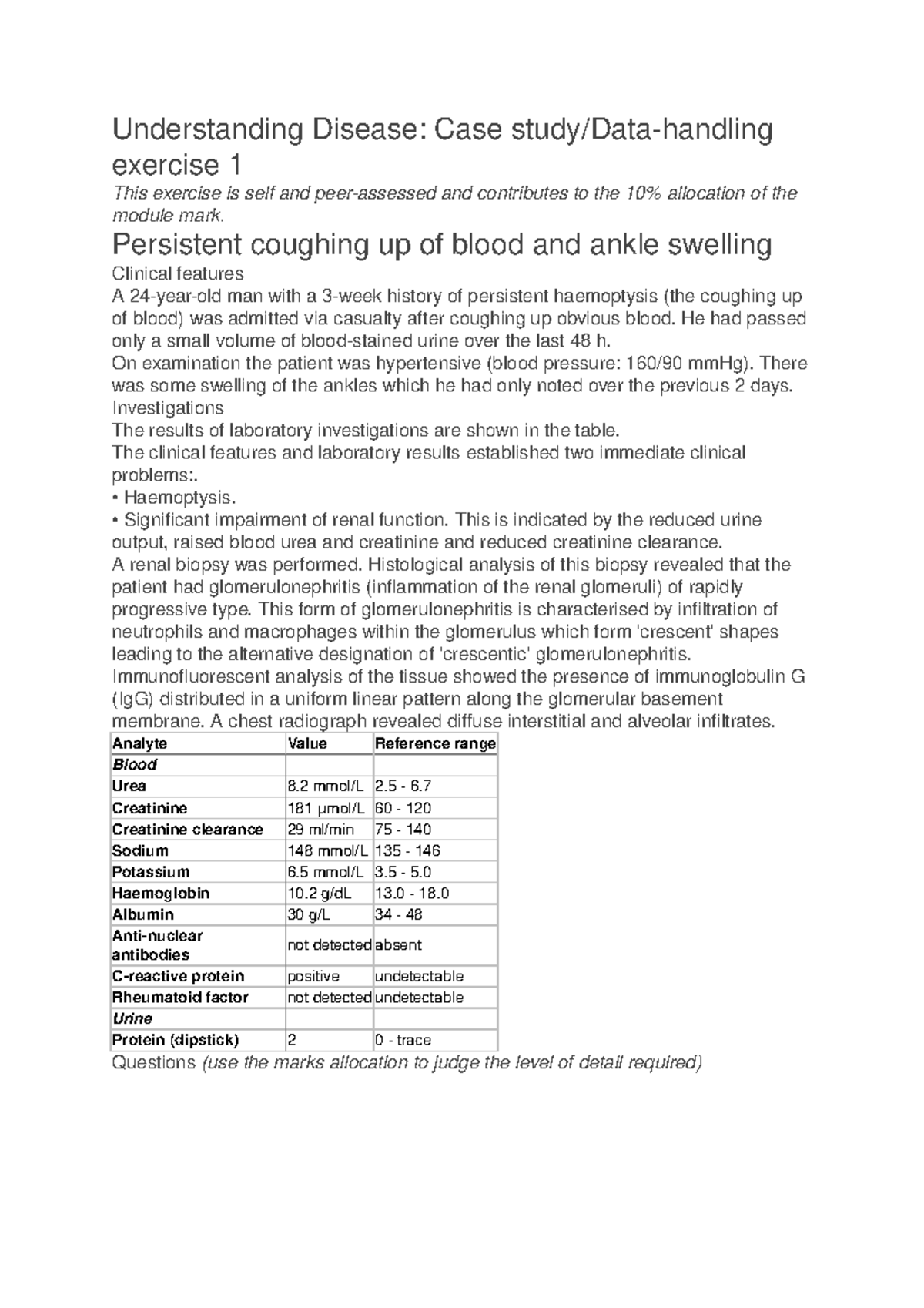 Understanding Disease case study - Understanding Disease: Case study ...