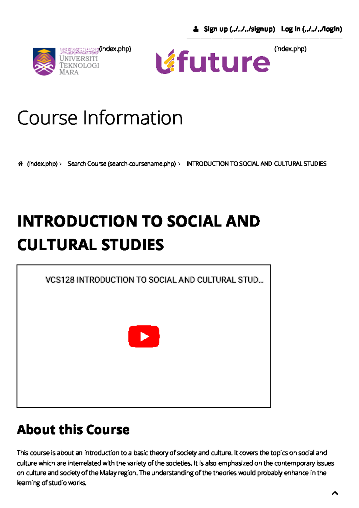 Ufuture - Course Info - Sign up (../../../signup)Log in (../../../login ...