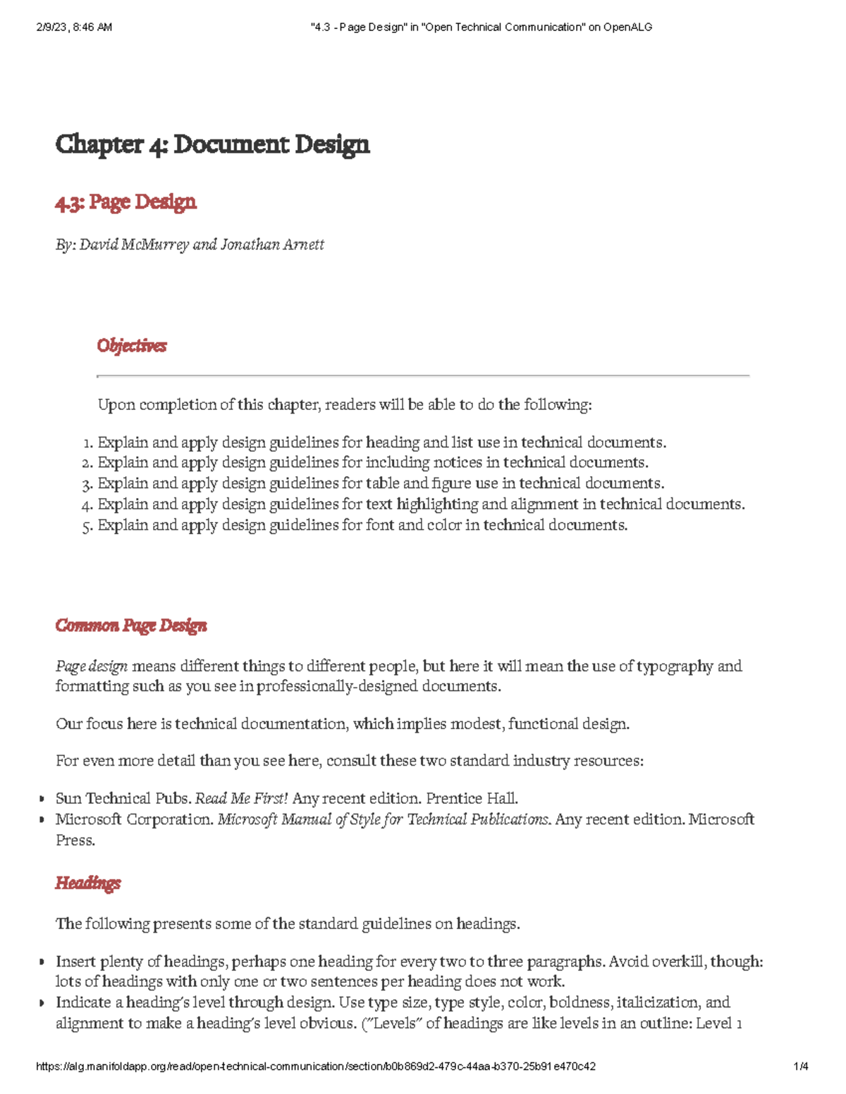 “4.3 - Page Design” in “Open Technical Communication” on Open ALG - Chapter 4: Document Design 4 ...