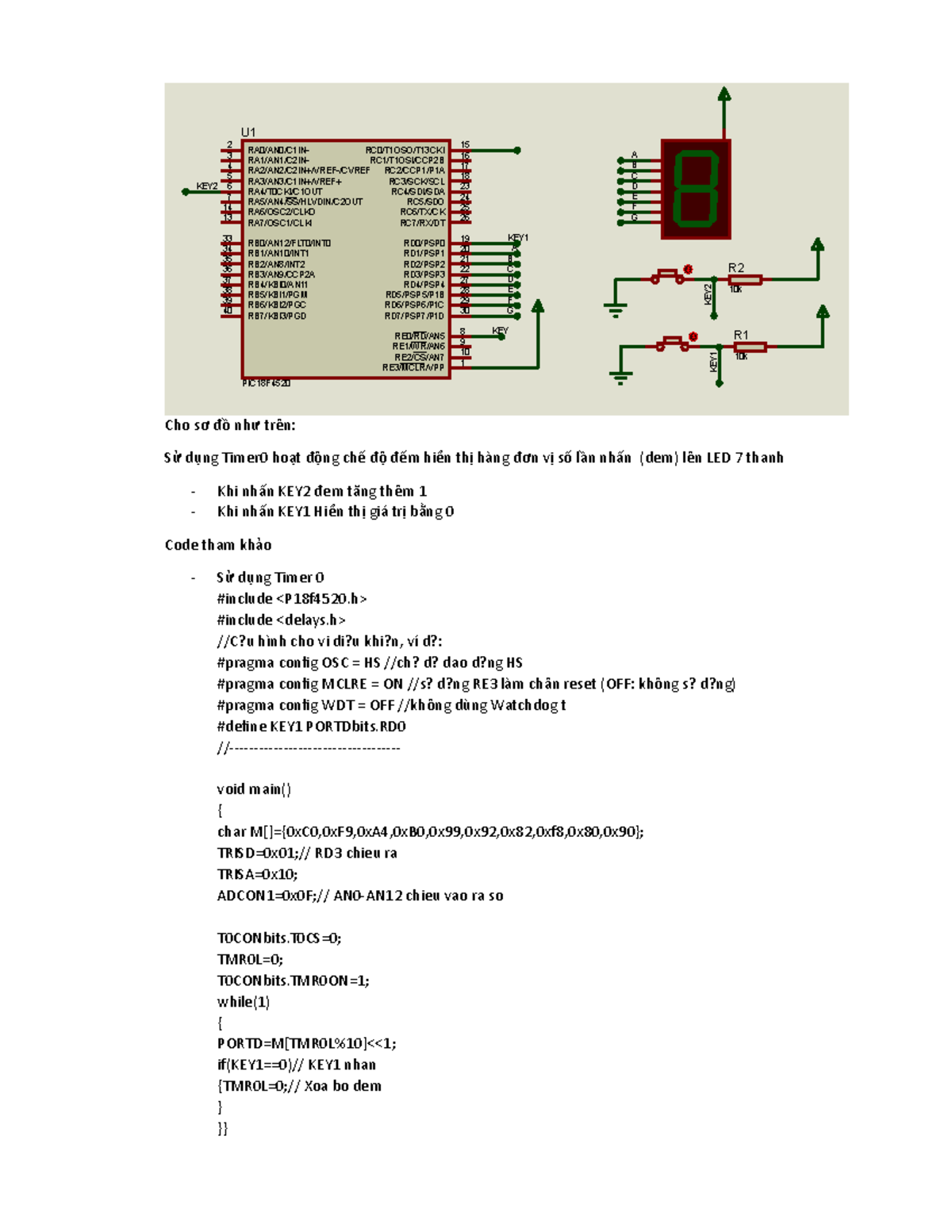 Timer 0 Counter - nothing - Cho sơ đồ như trên: Sử dụng Timer0 hoạt ...