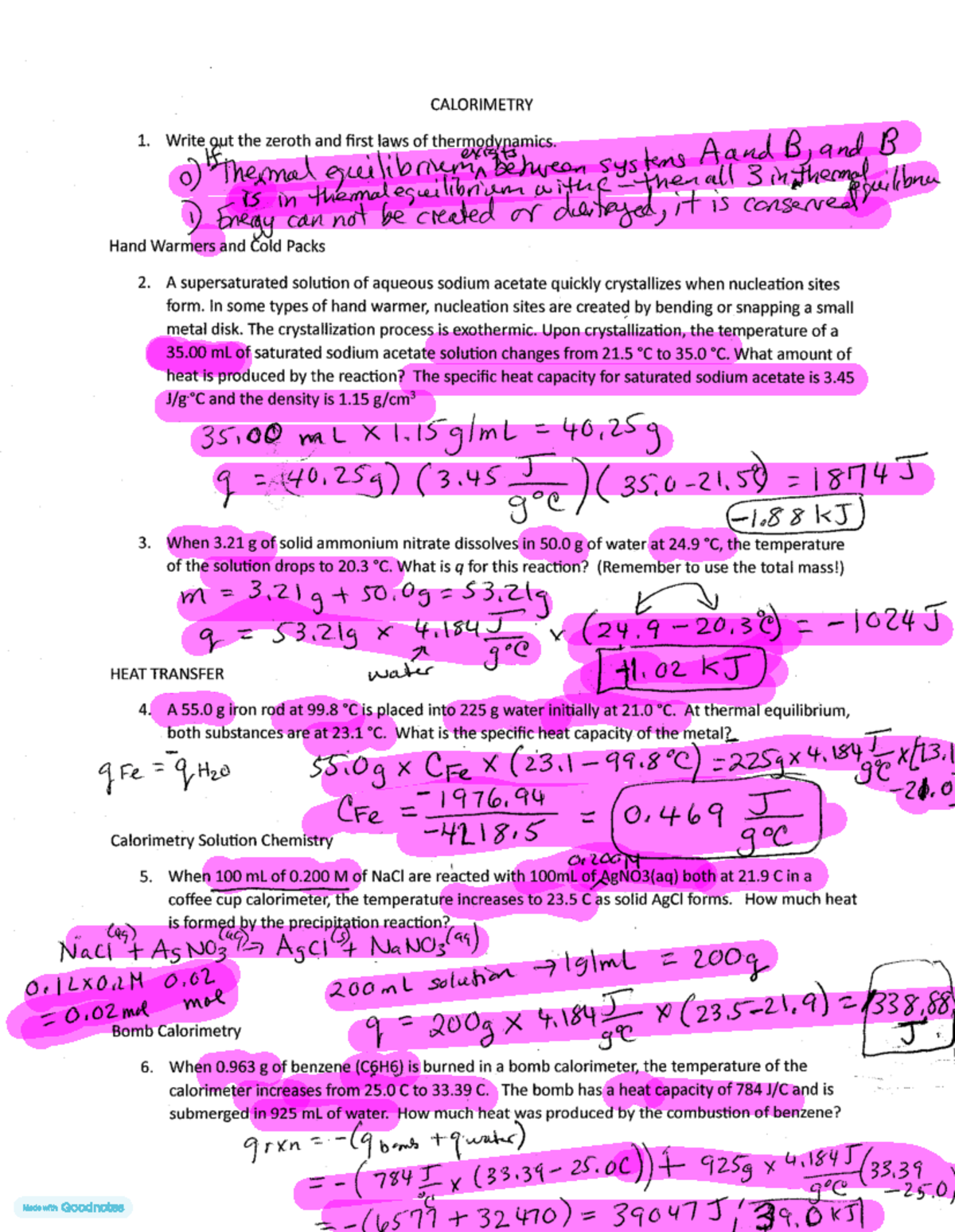 Calorimetry 11042024 - Lecture notes on assignment - CALORIMETRY 1 ...